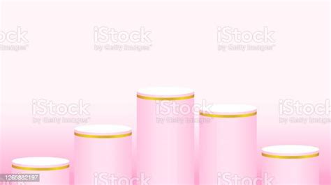 화장품 쇼케이스용 핑크 받침대 실린더 서클 5단계 포디움 서클 스테이지 핑크 파스텔 소프트 컬러 광고 복사 공간을 위한 플랫폼 5단계 제품 디스플레이를 위한 연단 라운드 5