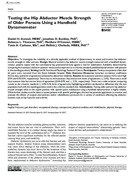 Pdf Testing The Hip Abductor Muscle Strength Of Older Persons Using A Handheld Dynamometer