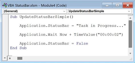 Vba Statusbar Examples Applicationstatusbar How To Create