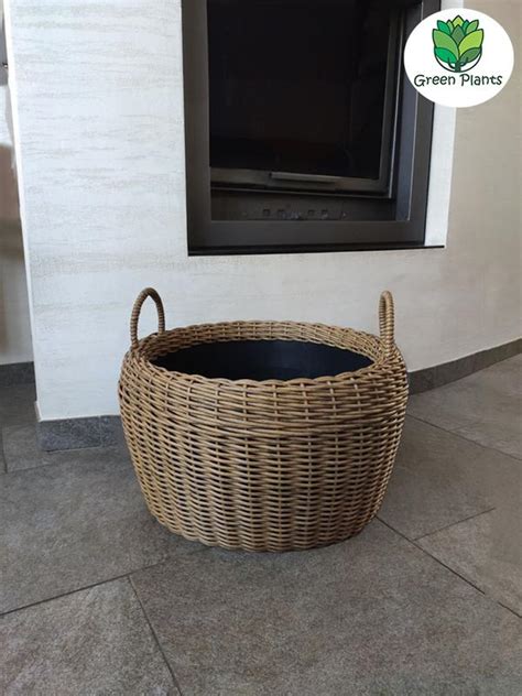 Кошик для дров плетений дровниця з штучного ротанга ручної роботи