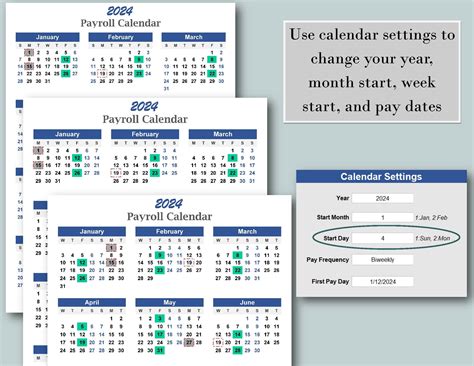 Annual Payroll Calendar Template Excel Download Printable Etsy