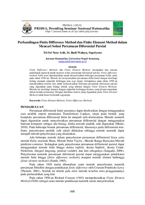 pdf perbandingan finite difference method dan finite element method