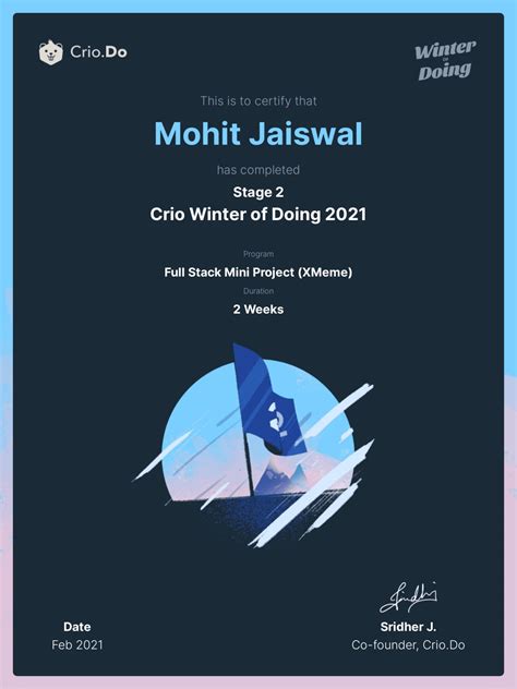 Mohit Jaiswal On Linkedin Criodo Stage2 Winterofdoing Stage3