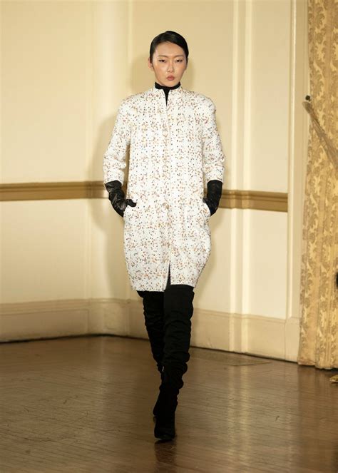 Look 4 Winter White Metallic Tweed Bubble Coat Kevan Hall