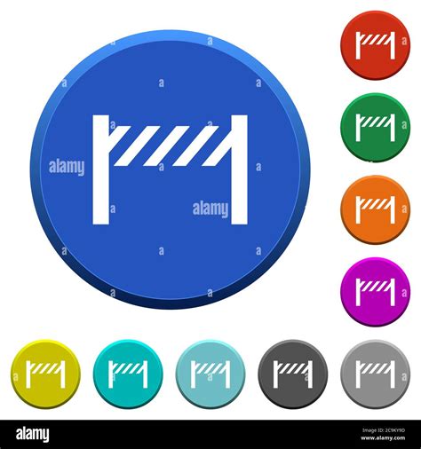 Road Closure Fence Round Color Beveled Buttons With Smooth Surfaces And
