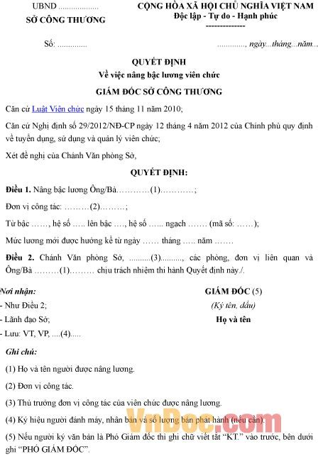 Mẫu quyết định nâng bậc lương thường xuyên viên chức Thi Quốc Gia Thi THPT Quốc Gia của