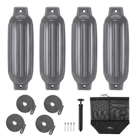 Affordura Boat Fender 4 Pack Boat Bumpers Fenders With 4 Ropes Boat