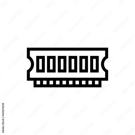 Computer RAM Icon In Outline Style On White Background Memory Chip Symbol For Website Design