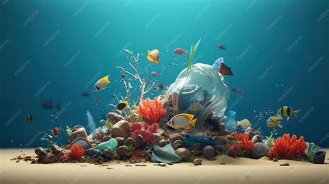Premium Ai Image Stop Ocean Plastic Pollution Concept Environmental
