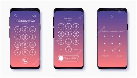 Premium Vector Smartphone With Passcode Lock Screen Interface Use Biometric Or Pattern Pages