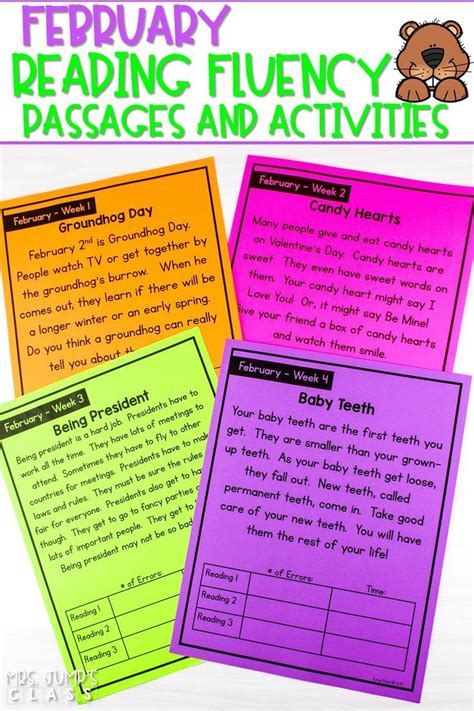 February Reading Fluency Activities For 1st And 2nd Grade Reading