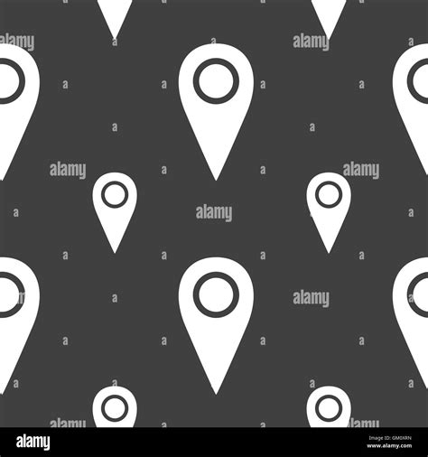 map pointer icon sign seamless pattern on a gray background vector