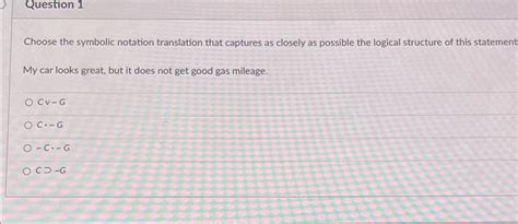 Question 1choose The Symbolic Notation Translation
