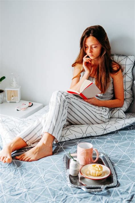Young Redhead Woman Reading In Bed Stock Image Image Of Unmade Everyday 173040121