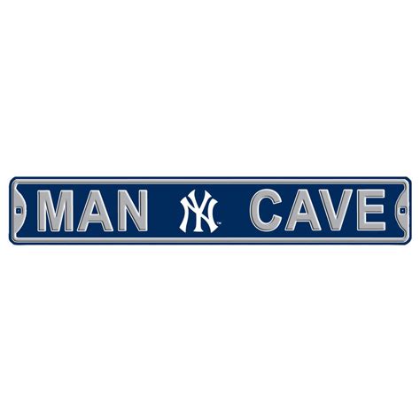 New York Yankees Man Cave Embossed Steel Street Sign Authenticstreetsigns