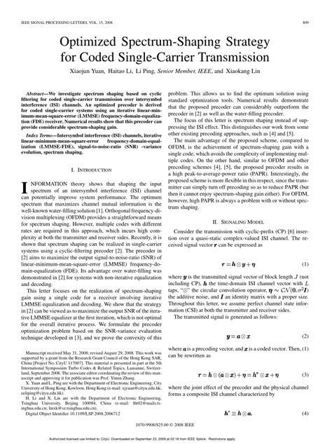 Pdf Optimized Spectrum Shaping Strategy For Coded Single Carrier