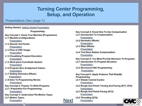 cd rom course turning center programming setup and operation cnc