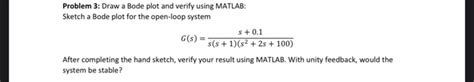 Solved Problem 3 Draw A Bode Plot And Verify Using Matlab
