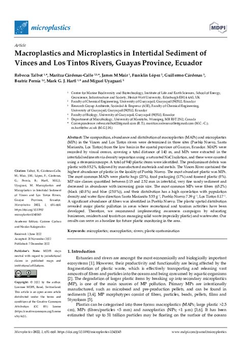 (PDF) Macroplastics and Microplastics in Intertidal Sediment of Vinces ...