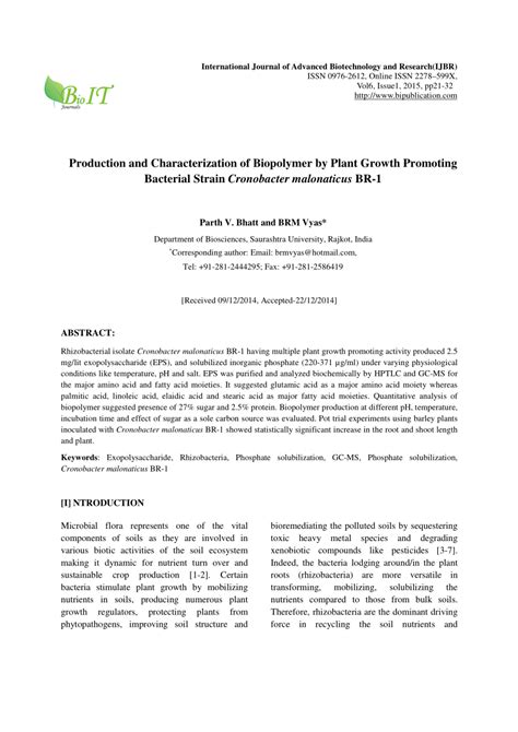 Pdf Production And Characterization Of Biopolymer By Plant Growth