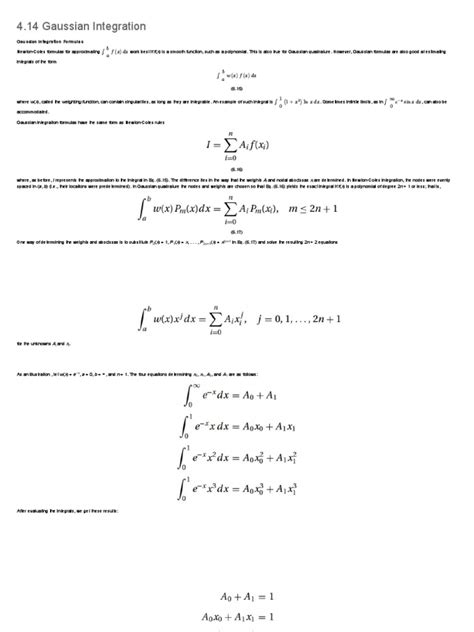 4 14 Gaussian Integration Pdf Algorithms Mathematics Of Computing