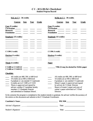 Fillable Online Ed Psu Online Progress Checksheet Form Fax Email Print PdfFiller