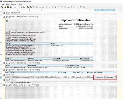 displaying serial numbers on shipment confirmation community