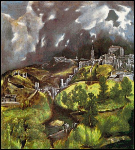 View Of Toledo El Greco Cross Stitch Pattern Craft Hatchery