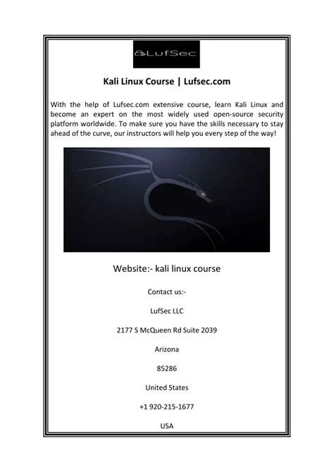 PPT Kali Linux Course Lufsec Com PowerPoint Presentation Free Download ID