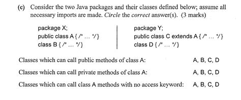 Solved C Consider The Two Java Packages And Their Classes Chegg Com