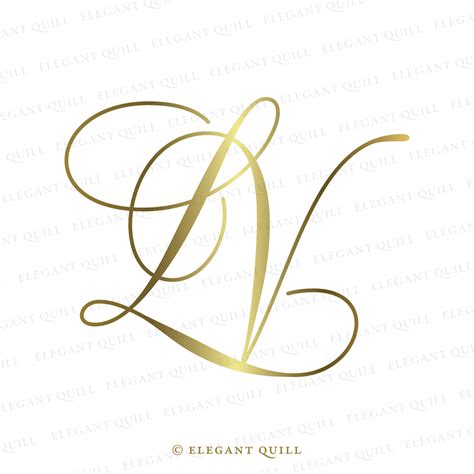 Monogram Initials Lv Logo Elegant Quill
