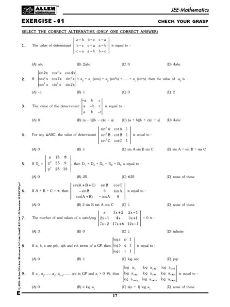 Determinant Excercise Pdf Equations Line Geometry