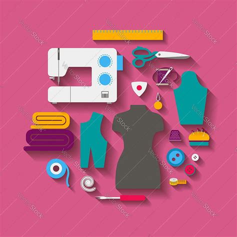 바느질 디자인 컨셉 설정 스타일 평면 벡터 Eps Ai Uidownload