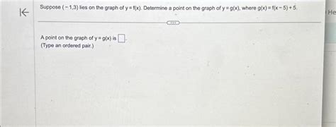 Solved Suppose 1 3 Lies On The Graph Of Y F X Determine Chegg Com