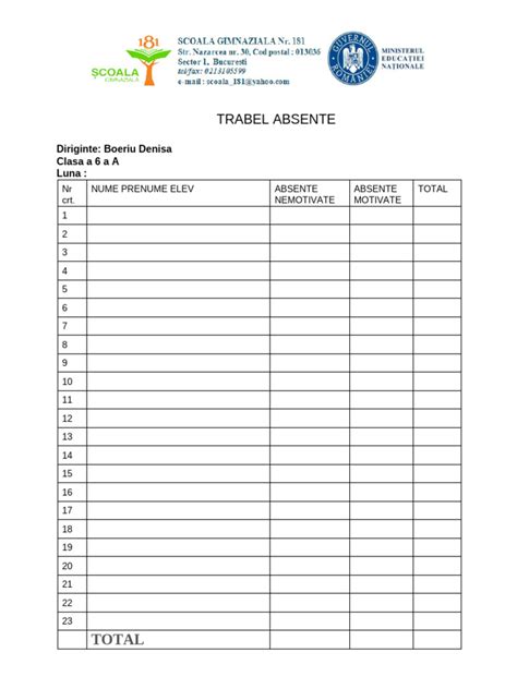 Tabel Absente Pdf
