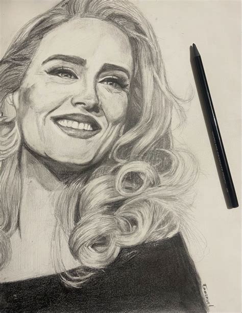 Adele Drawing By Emmanuelalmendarez En 2024 Bocetos De Retrato