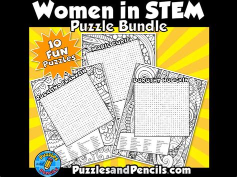 Women In Stem Word Search Puzzle Bundle 10 Wordsearch Puzzles