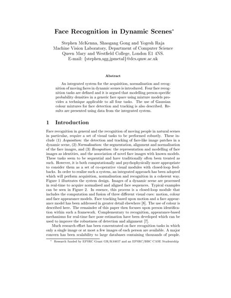 Pdf Face Recognition In Dynamic Scenes