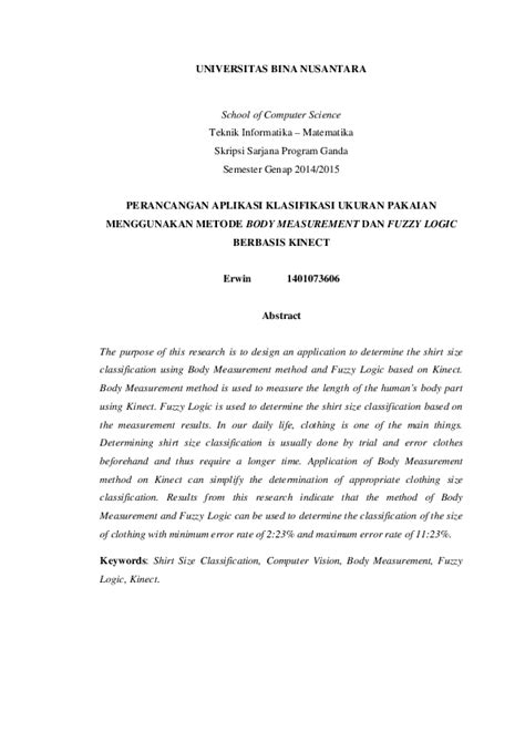 Pdf Perancangan Aplikasi Klasifikasi Ukuran Pakaian Menggunakan Metode Body Measurement Dan