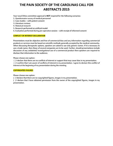 Abstract Submission The Pain Society Of The Carolinas Abstract Submission The Pain Society Of The Carolinas