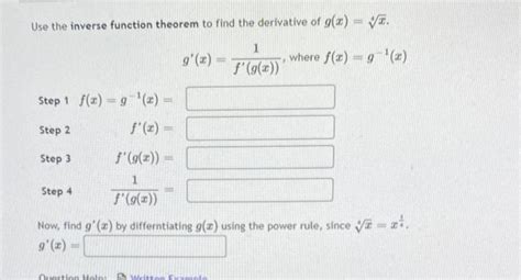 Solved Use The Inverse Function Theorem To Find The