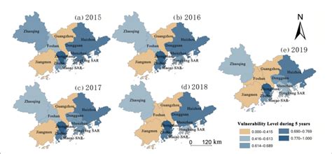 A E Temporal And Spatial Evolution Map Of Vulnerability Level In Gba