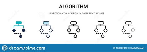 Algorithm Icon In Filled Thin Line Outline And Stroke Style Vector