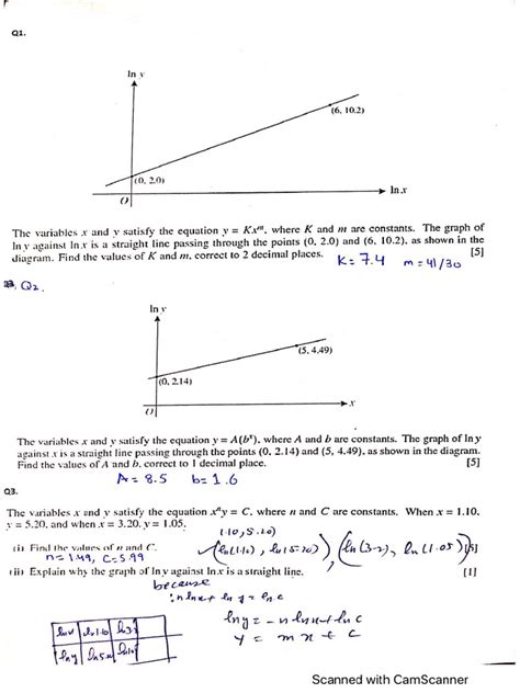 Log Graphs Qs With Answers Pdf