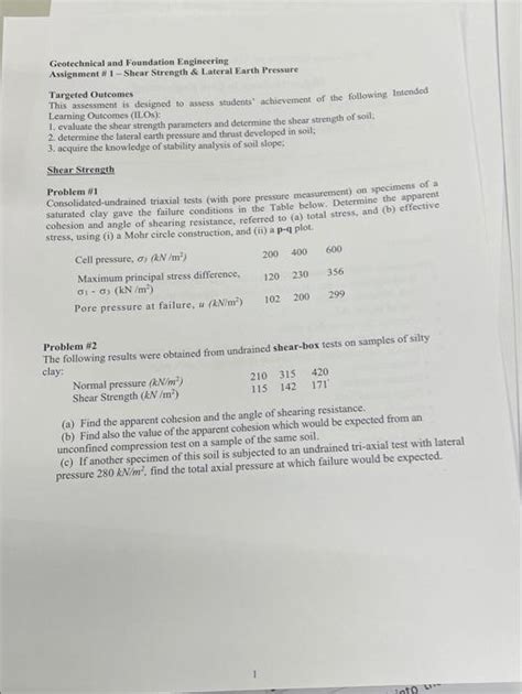 Solved Geotechnical And Foundation Engineering Assignment 1