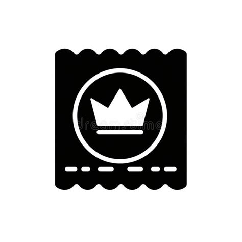 Black And White Icon Of A Condom Wrapper With A Crown Symbol Centered