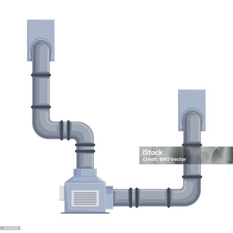 환기 파이프 벡터 환풍구 금속 공기 덕트 공장을 위한 관 에어 컨디셔너 환기 개념 강철에 대한 스톡 벡터 아트 및 기타 이미지 강철 골진 공기조화 Istock