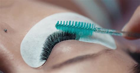 Eyelash Extension Test With Brush On Female Model Checking Procedure