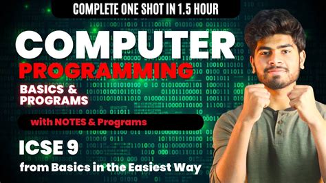 Class 9th Programming One Shot From Basics Computer Application One