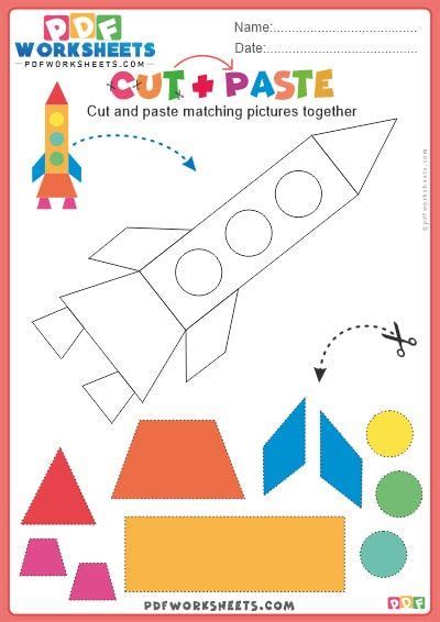 Cut Shapes And Make Rocket Pdf Worksheet Cutting Activities Shape